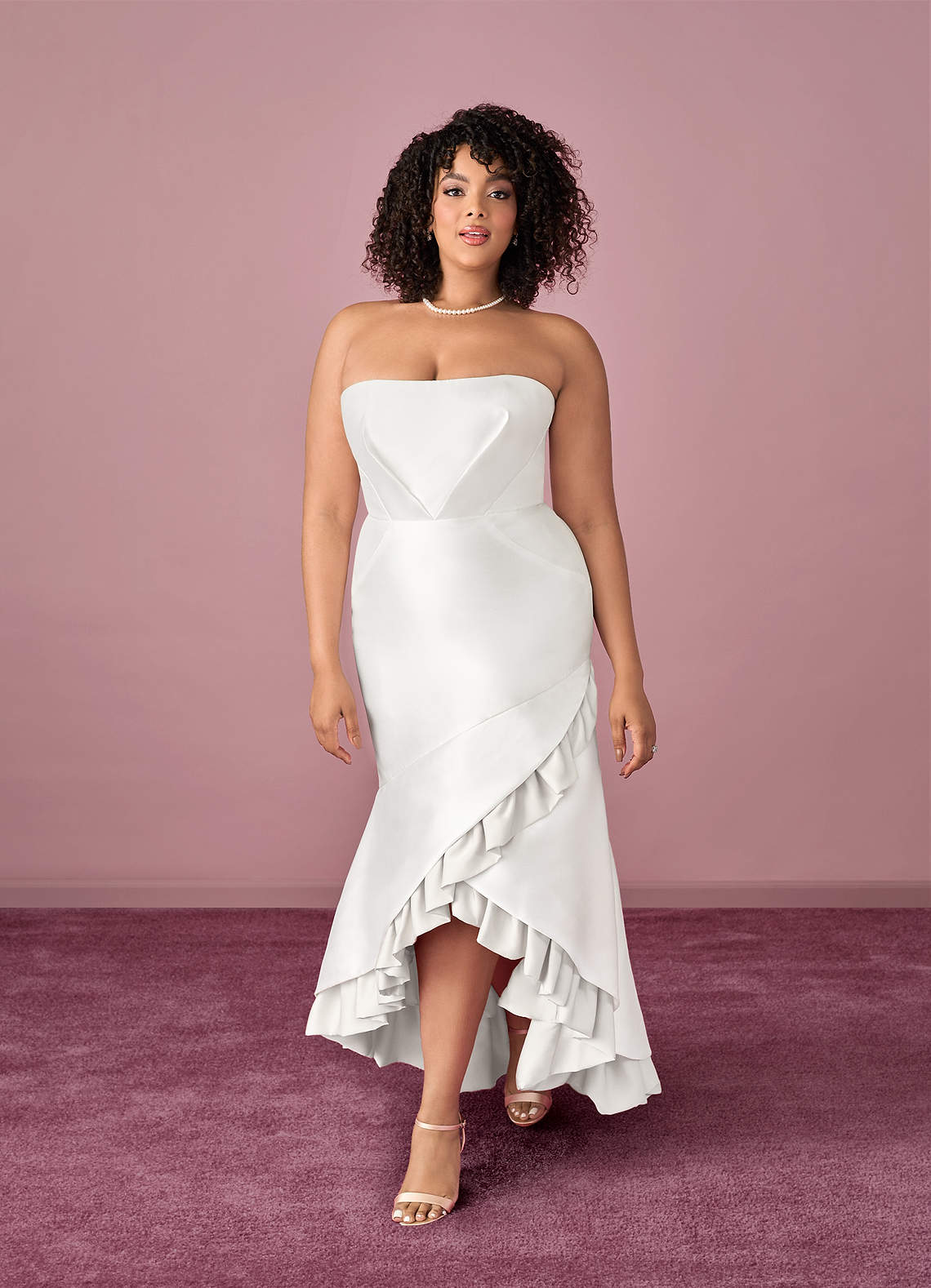 Diamond White Barbie ♥ Azazie Tiered Ruffle Mikado Mermaid Gown Azazie