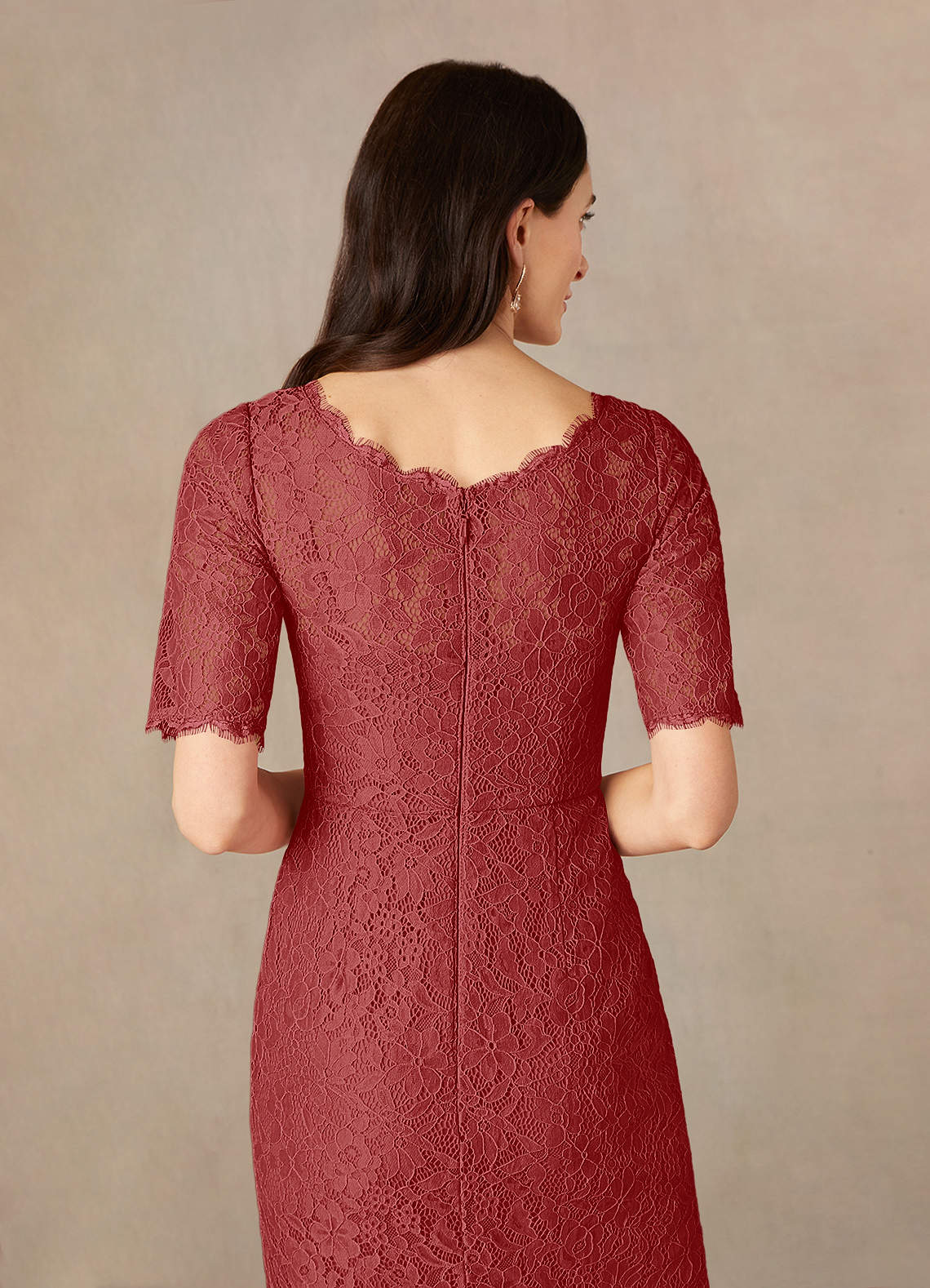 Rust Azazie Lisa Rust Mermaid Lace Dress | Azazie