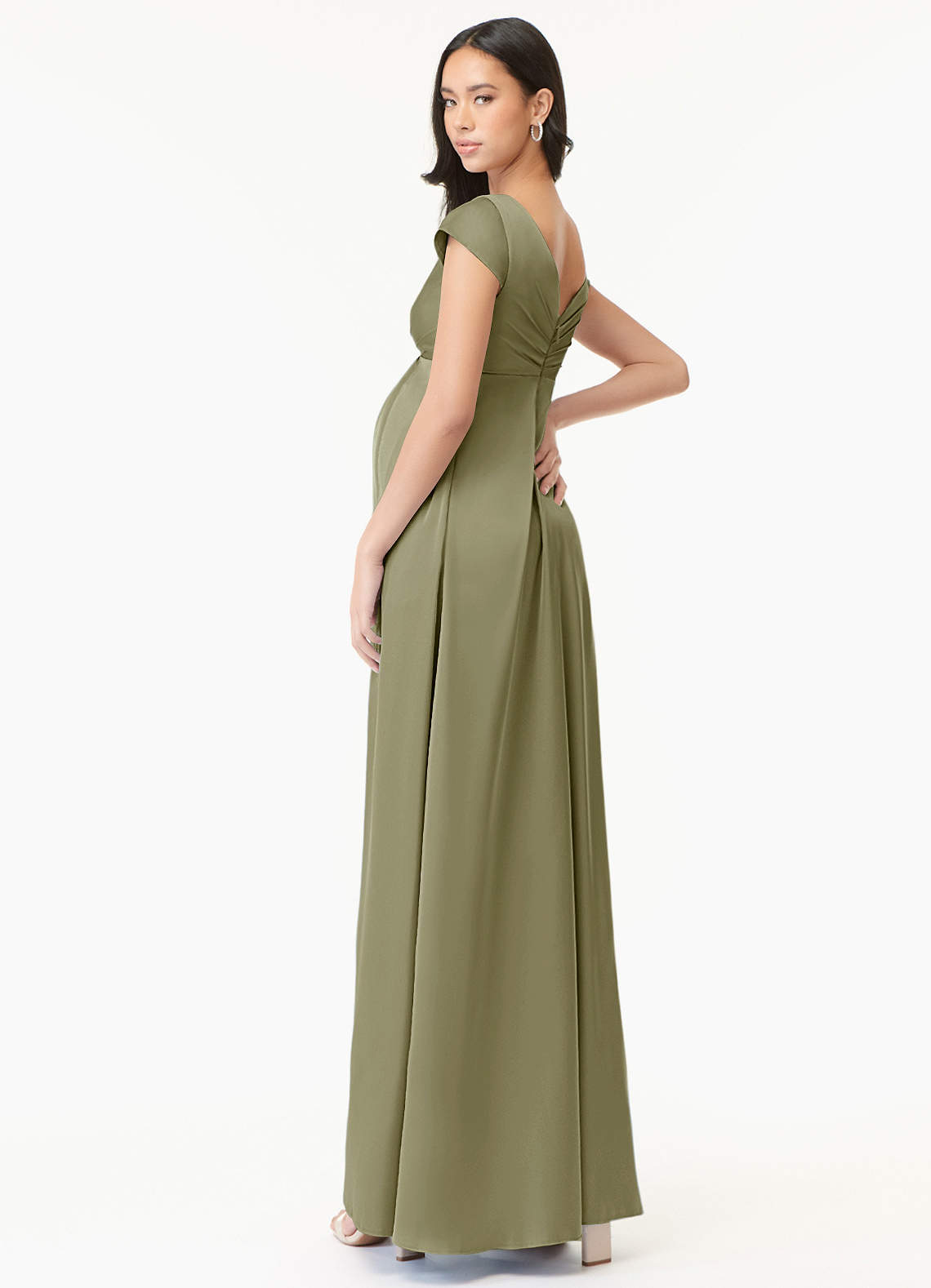 Pistachio Azazie Allessia Stretch Satin Dress Maternity Bridesmaid ...