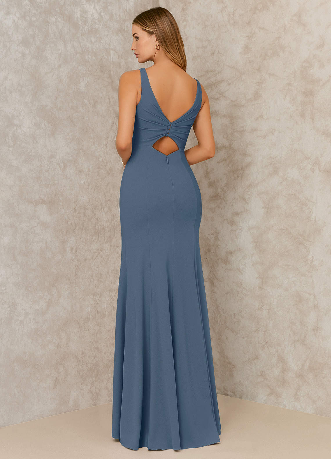 Twilight Sheath Pleated Stretch Crepe Floor-Length Dress Bridesmaid ...