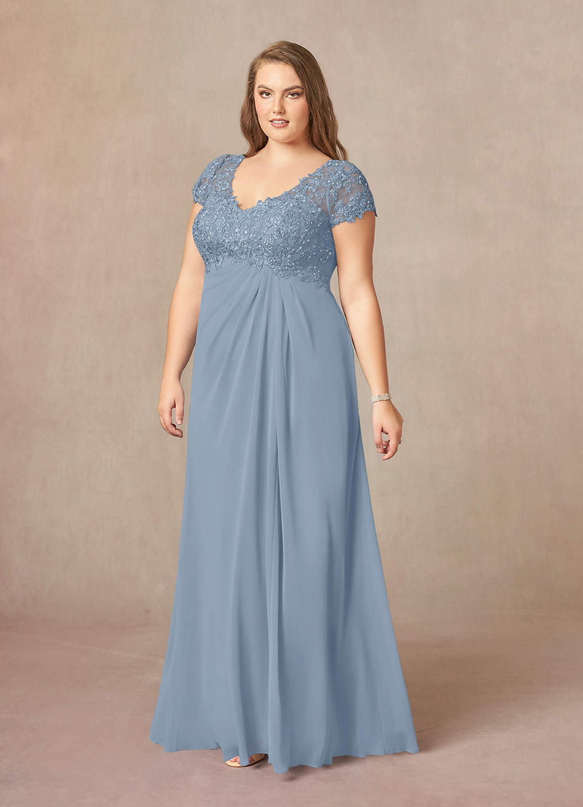 Azazie Jet Dusty Blue A-Line Sequins Chiffon Dress | Azazie