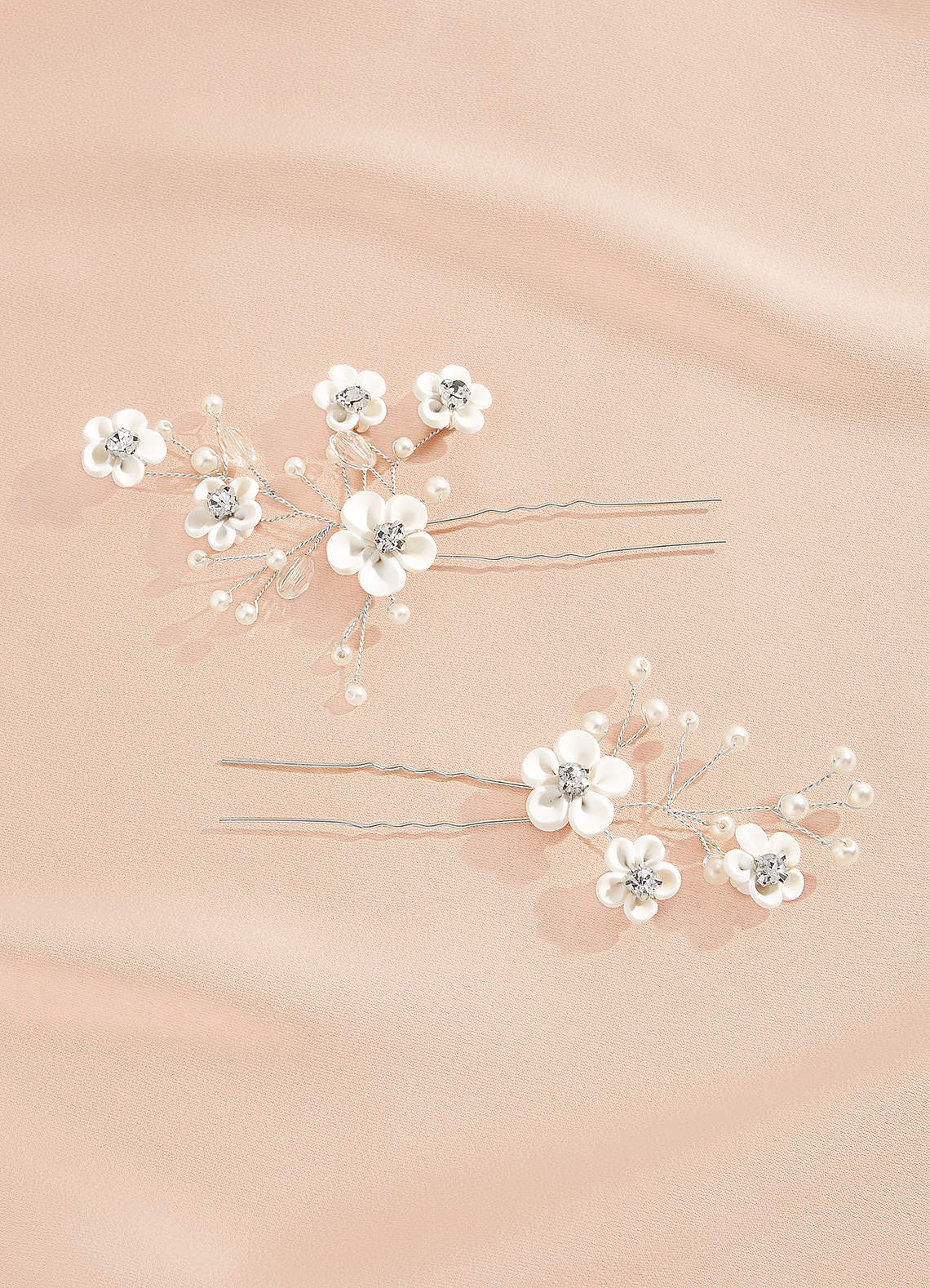 White Flower U-Shaped Hairpin Set | Azazie