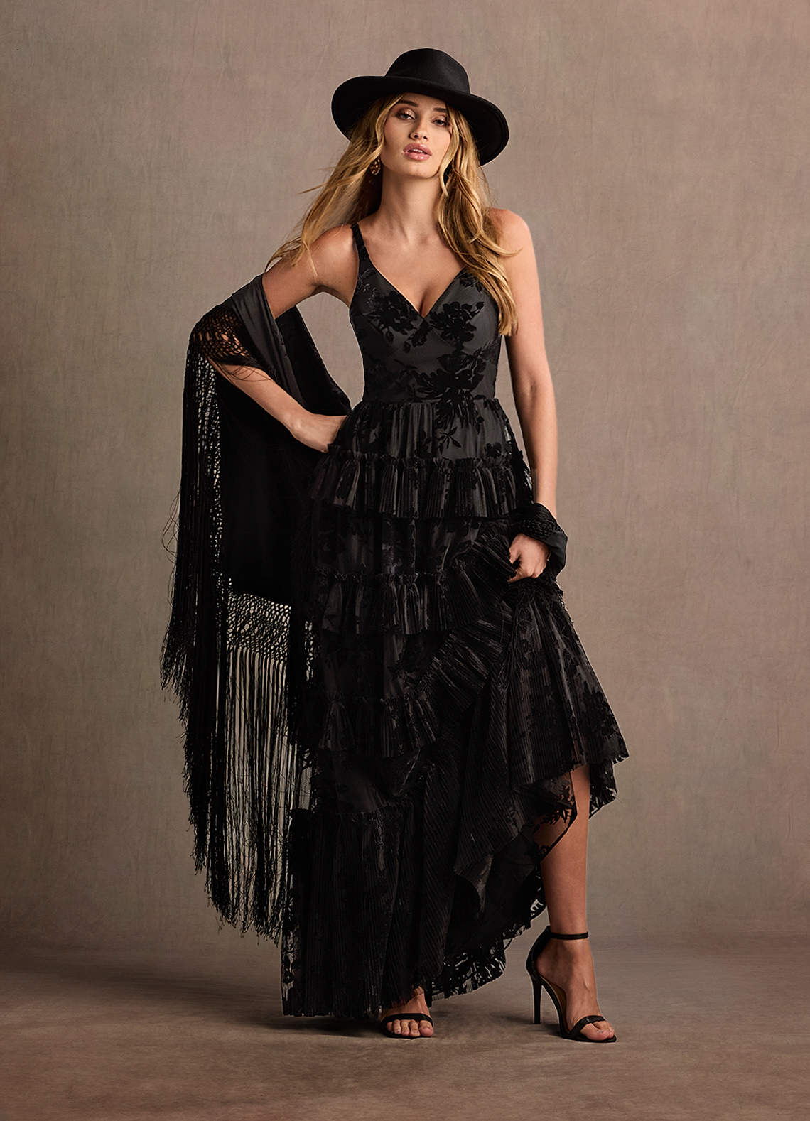 Cammy Black Ruffle Maxi Dress | Azazie CA