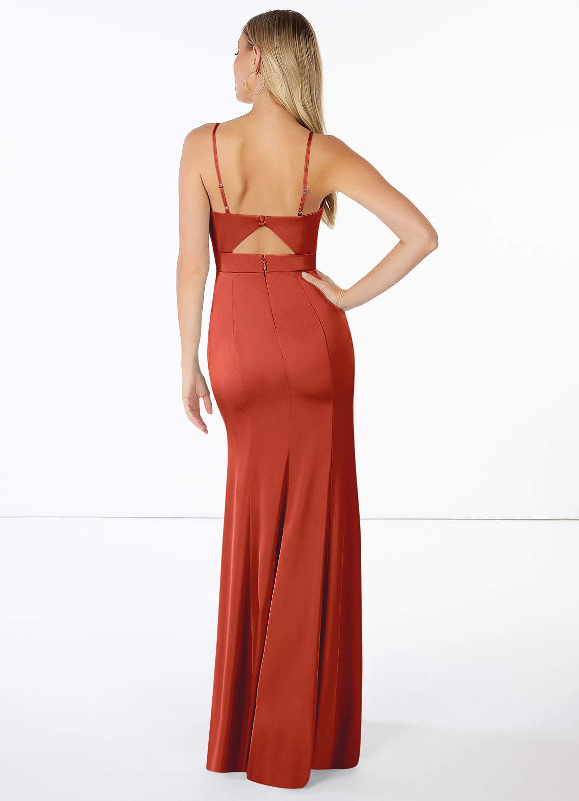 Azazie Shania Stretch Satin Dress Rust Bridesmaid Dresses | Azazie