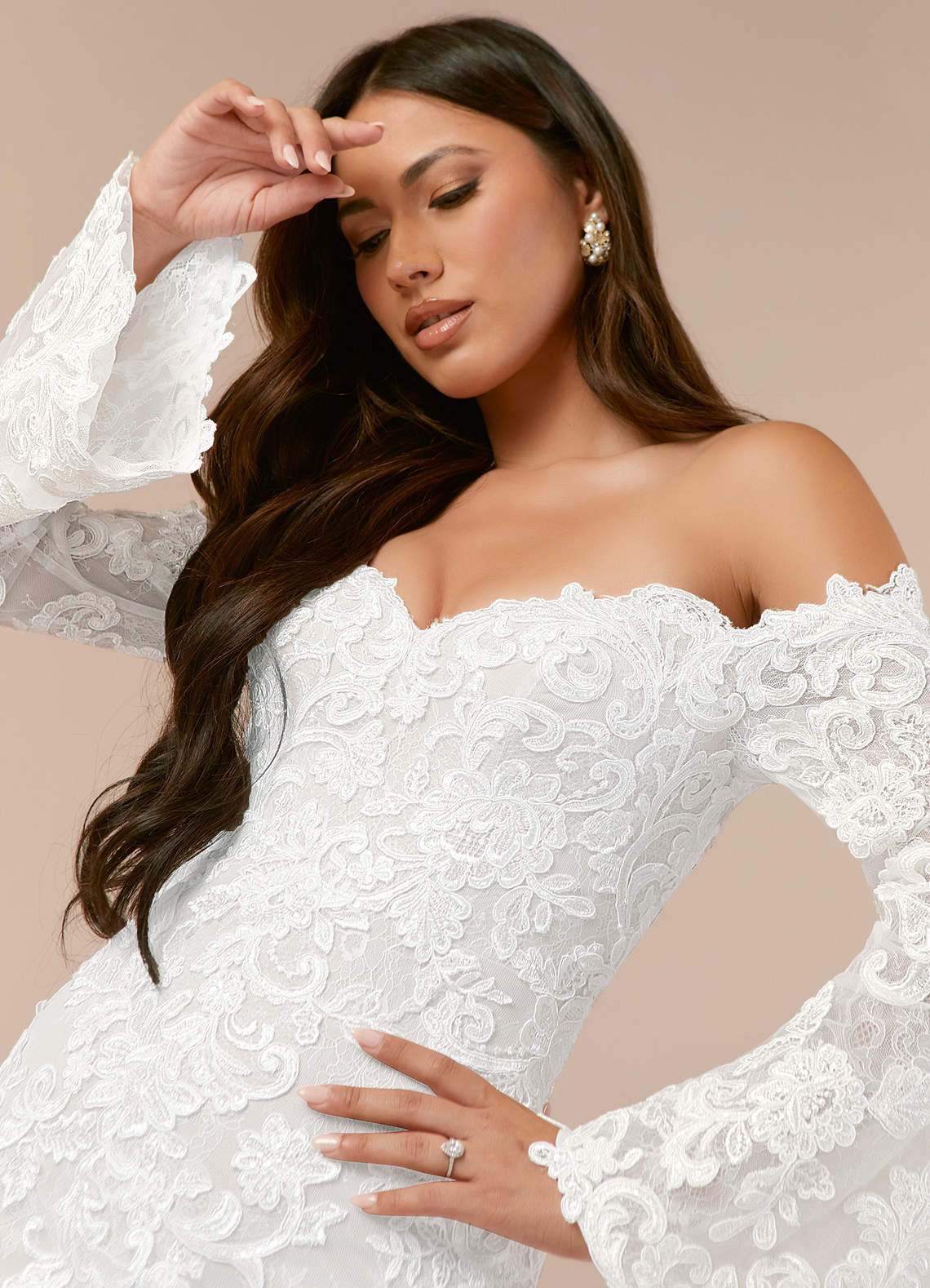 Diamond White Azazie Arlette Mermaid Sweetheart Sequins Tulle Chapel ...