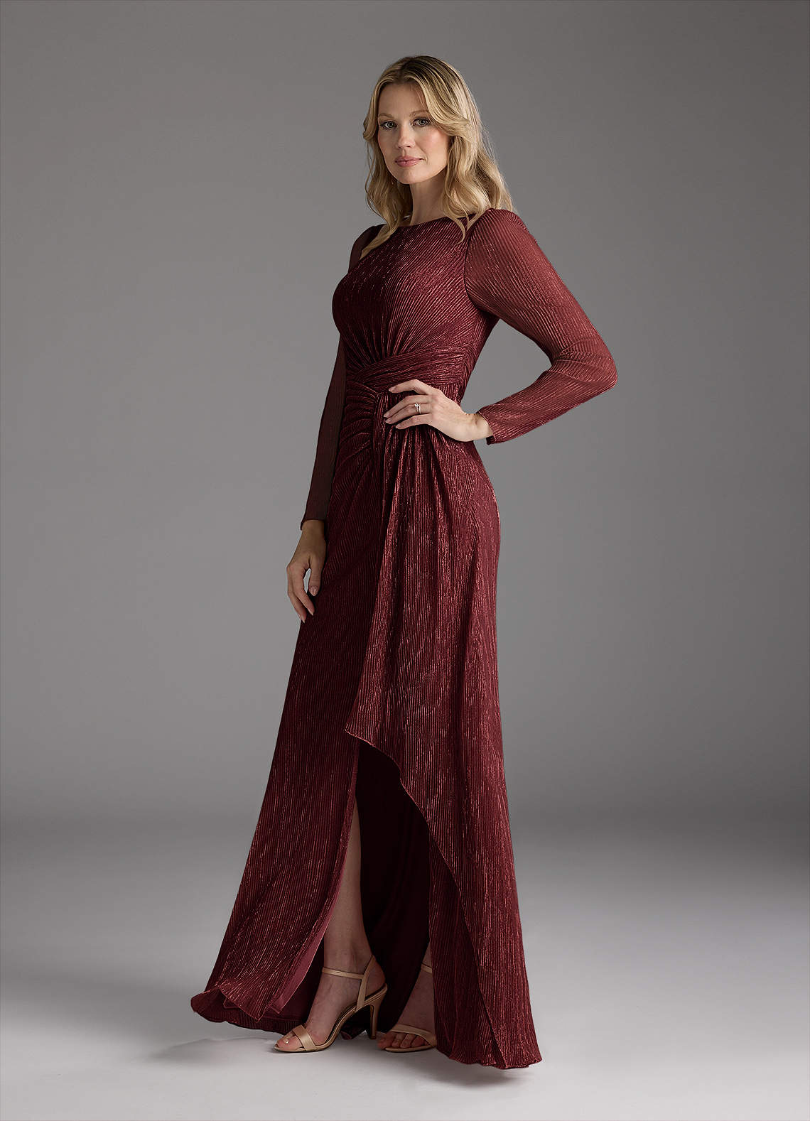 Ruby Azazie Phylis Ruby Mermaid Pleated Metallic Mesh Dress | Azazie