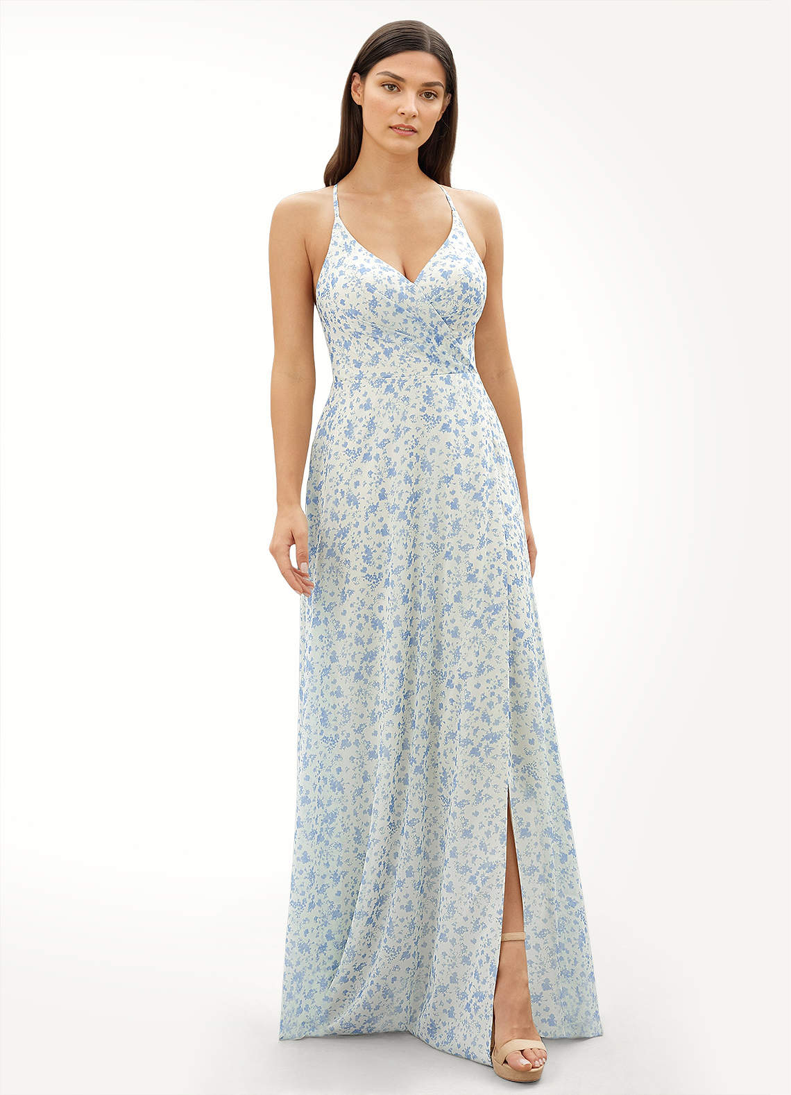 Azazie Davis Blue And White Ditsy Floral Bridesmaid Dresses | Azazie