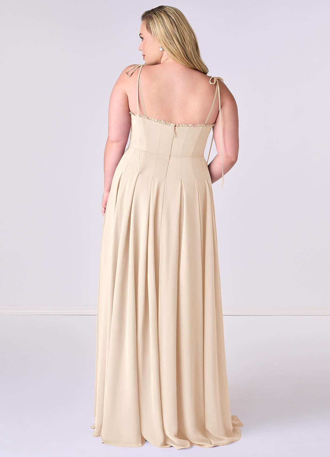 White Alabaster Box Pleated Chiffon A-Line Dress Bridesmaid Dresses ...