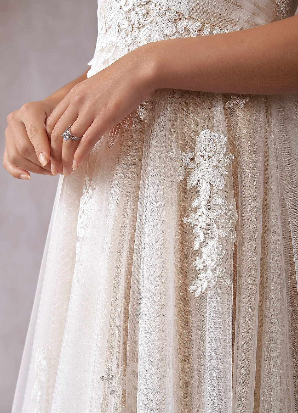 Diamond White/Nude Azazie Alemia A-Line Lace Tulle Chapel Train Dress ...