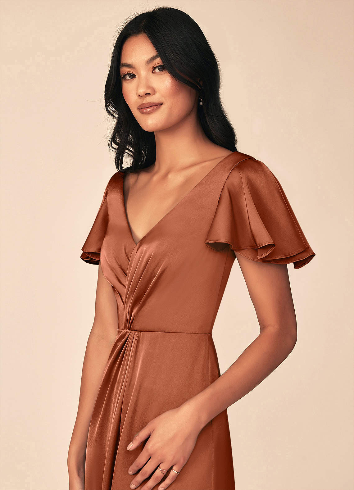 Azazie Soren Stretch Satin Dress Cedar Rose Bridesmaid Dresses | Azazie