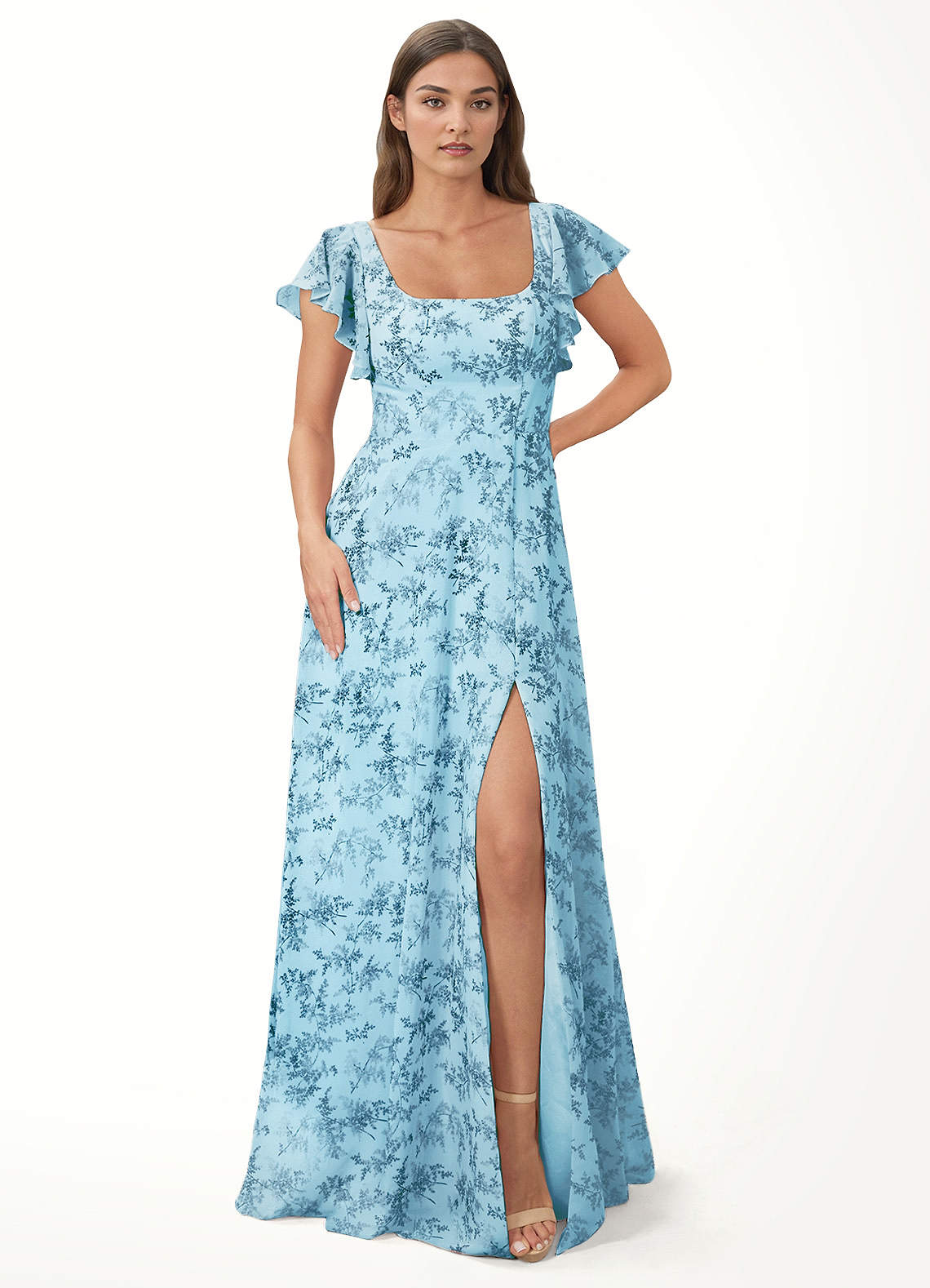 Blue Fern Floral Azazie Bondi Bridesmaid Dresses | Azazie