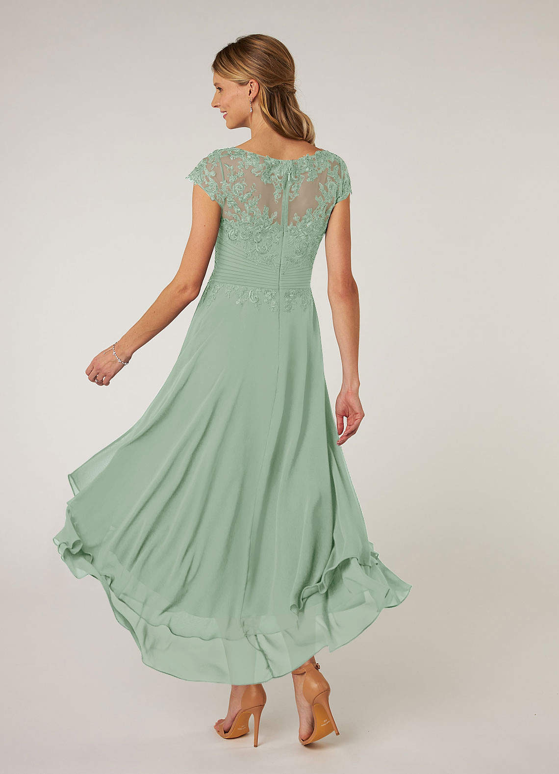 Agave Azazie Shonda Agave Lace Chiffon Dress | Azazie