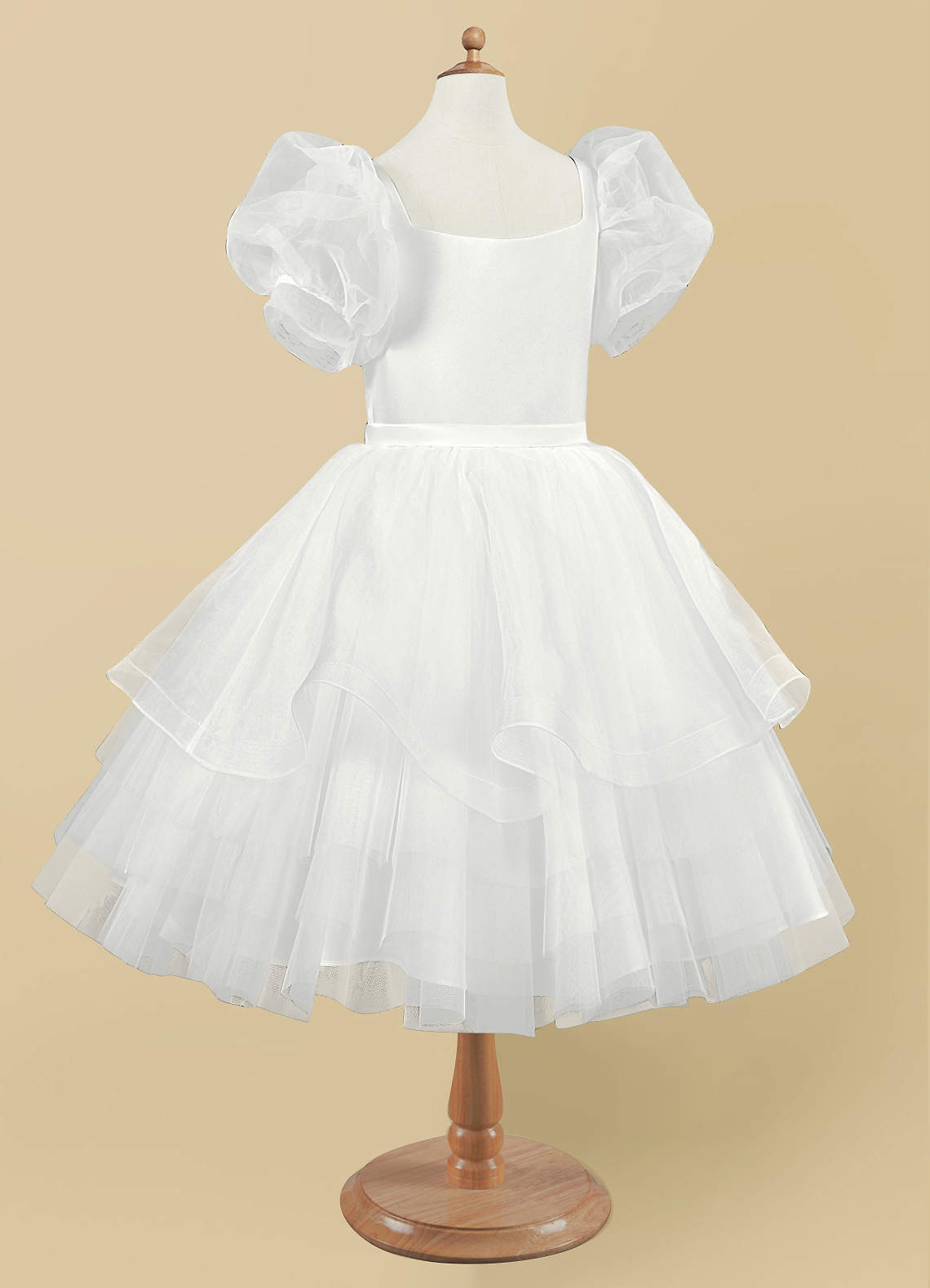 Diamond White Azazie Bubbles Ball-Gown Organza Knee-Length Dress with ...