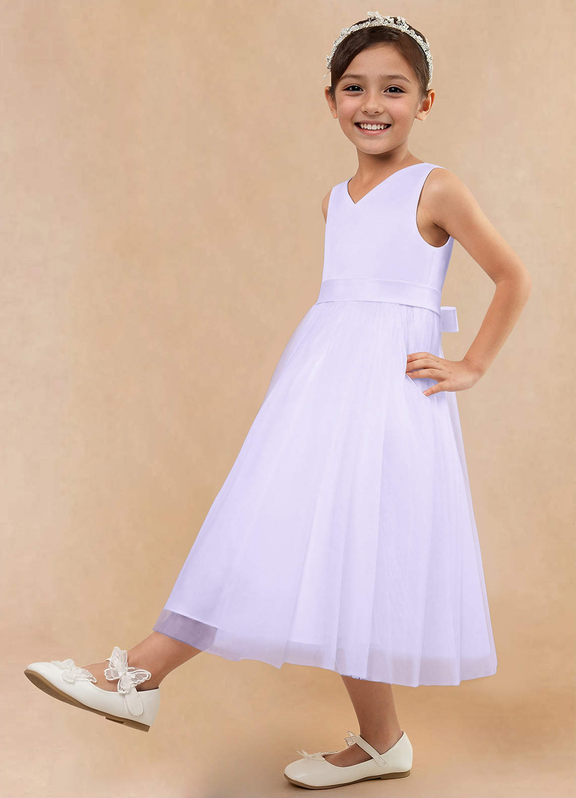 Lilac Azazie Marlee Lilac A-Line Pleated Matte Satin Dress | Azazie