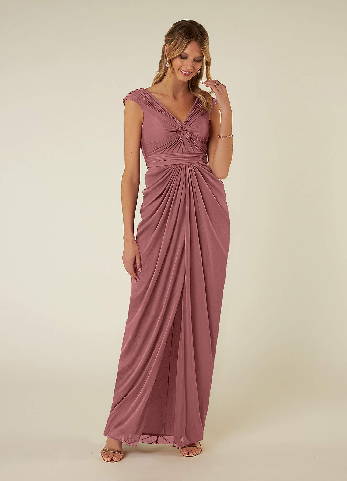 Desert Rose Azazie Lisolette Sheath Pleated Mesh Floor-Length Dress ...