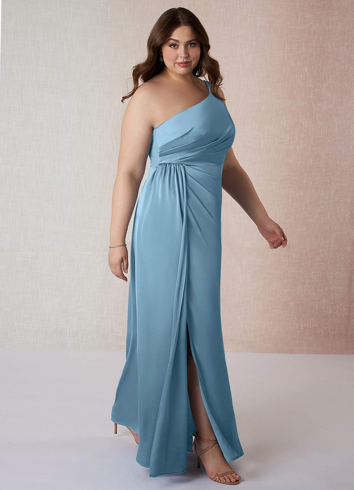 Steel Blue Azazie Mika Stretch Satin Dress Bridesmaid Dresses | Azazie
