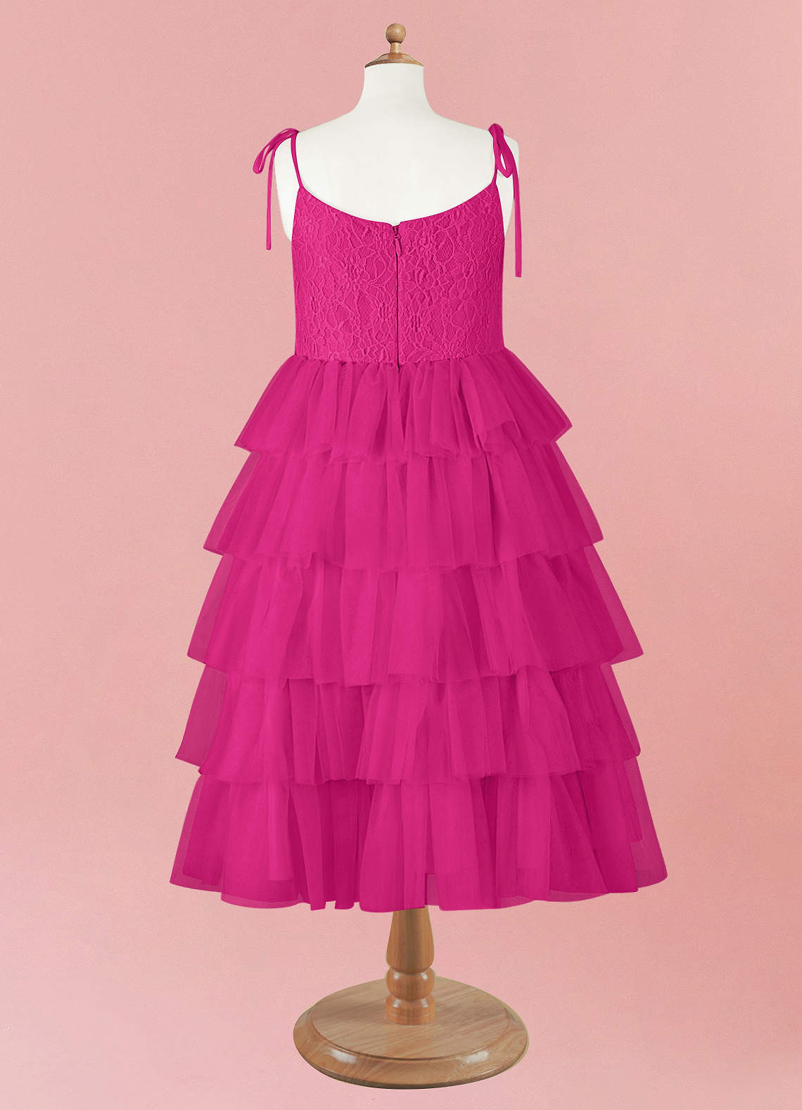 Fuchsia Barbie ♥ Azazie Scoop Bow Strap Lace Tulle Tier A-Line Dress ...