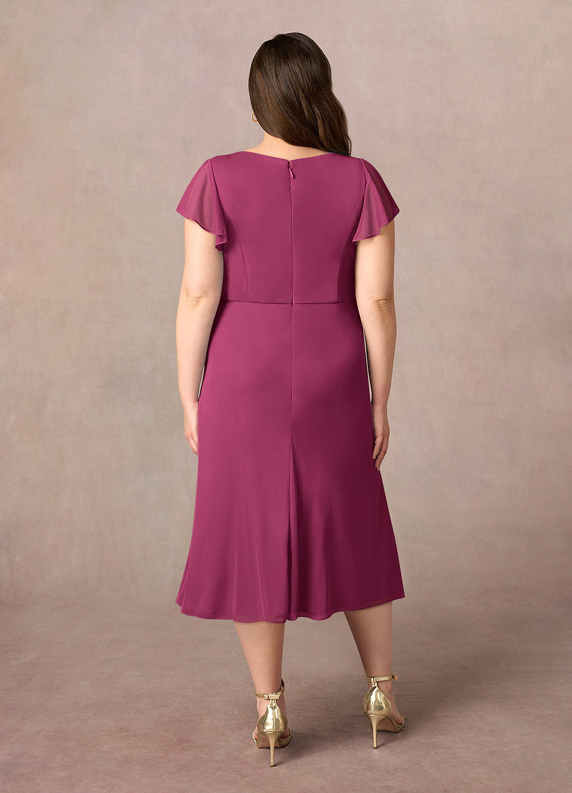 Mulberry Azazie Vera Mulberry A-Line V-Neck Pleated Mesh Dress | Azazie