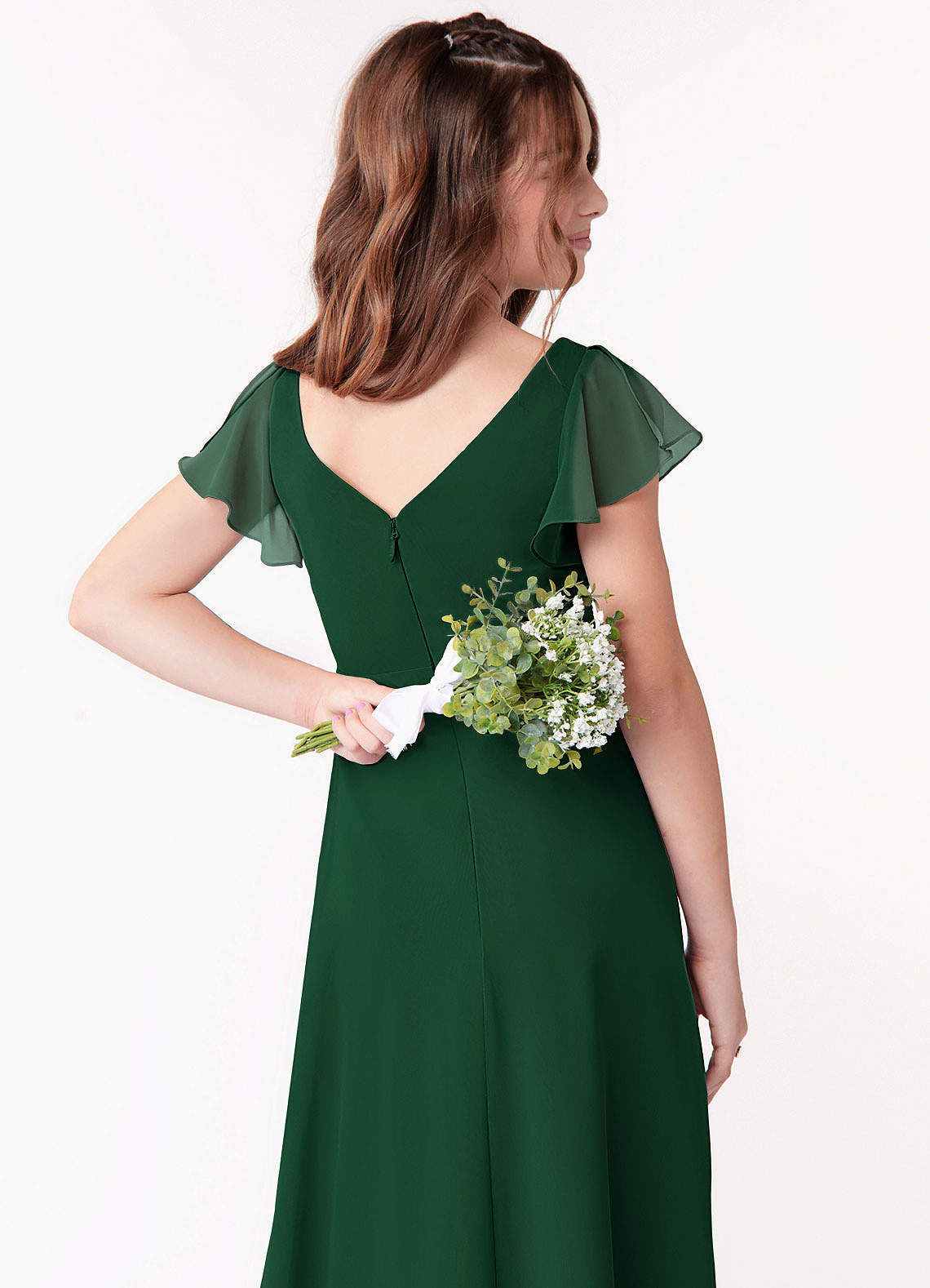 Dark Green Azazie Omari Junior Junior Bridesmaid Dresses | Azazie
