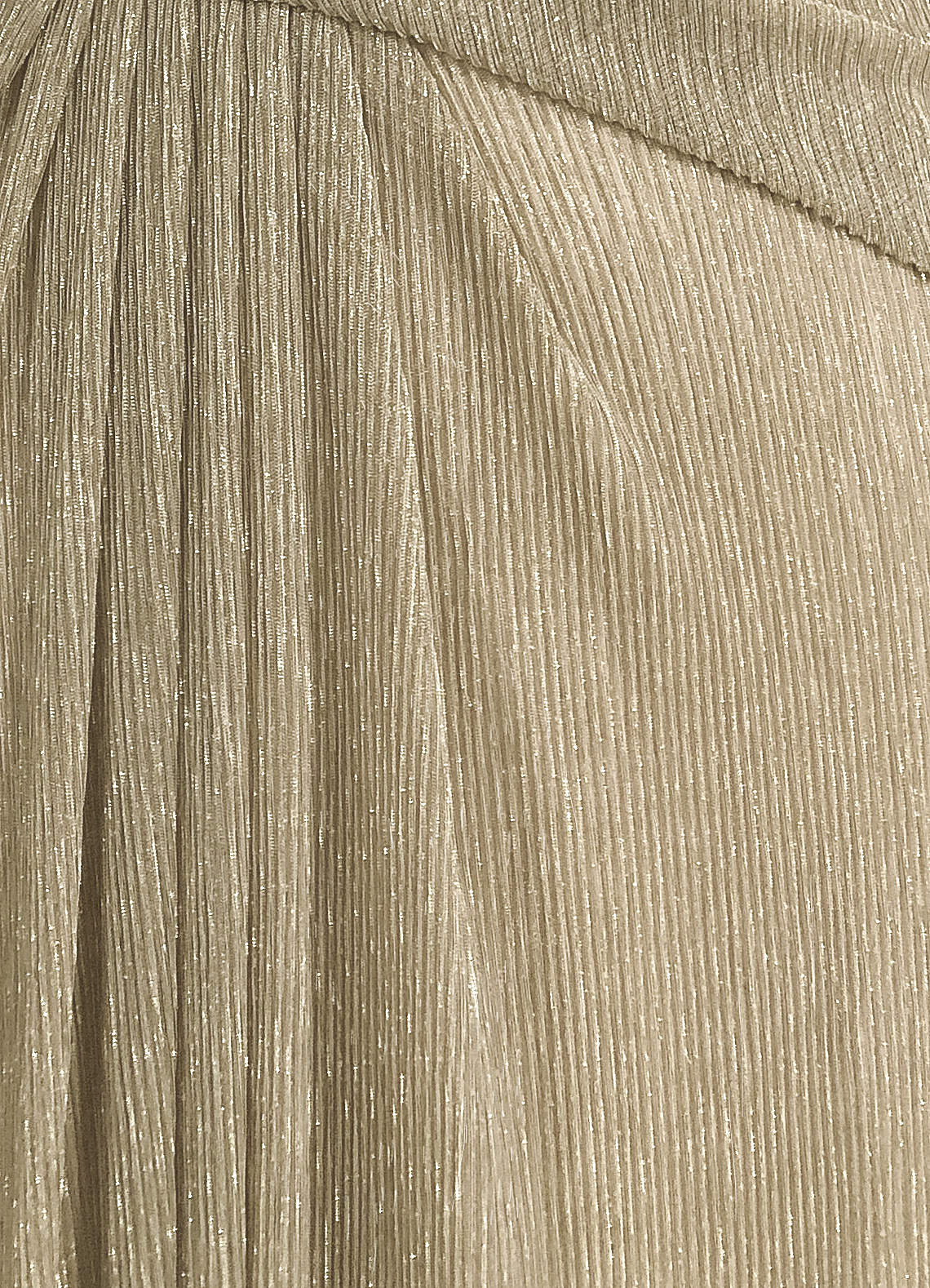 Upstudio Winslow Champagne A-Line V-Neck Pleated Metallic Mesh Dress ...