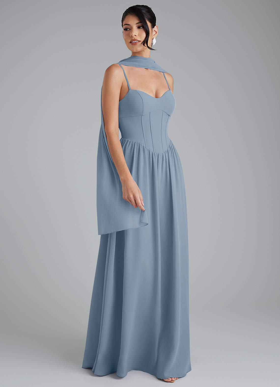 Azazie Alisha Dusty Blue Chiffon Bridesmaid Dresses | Azazie