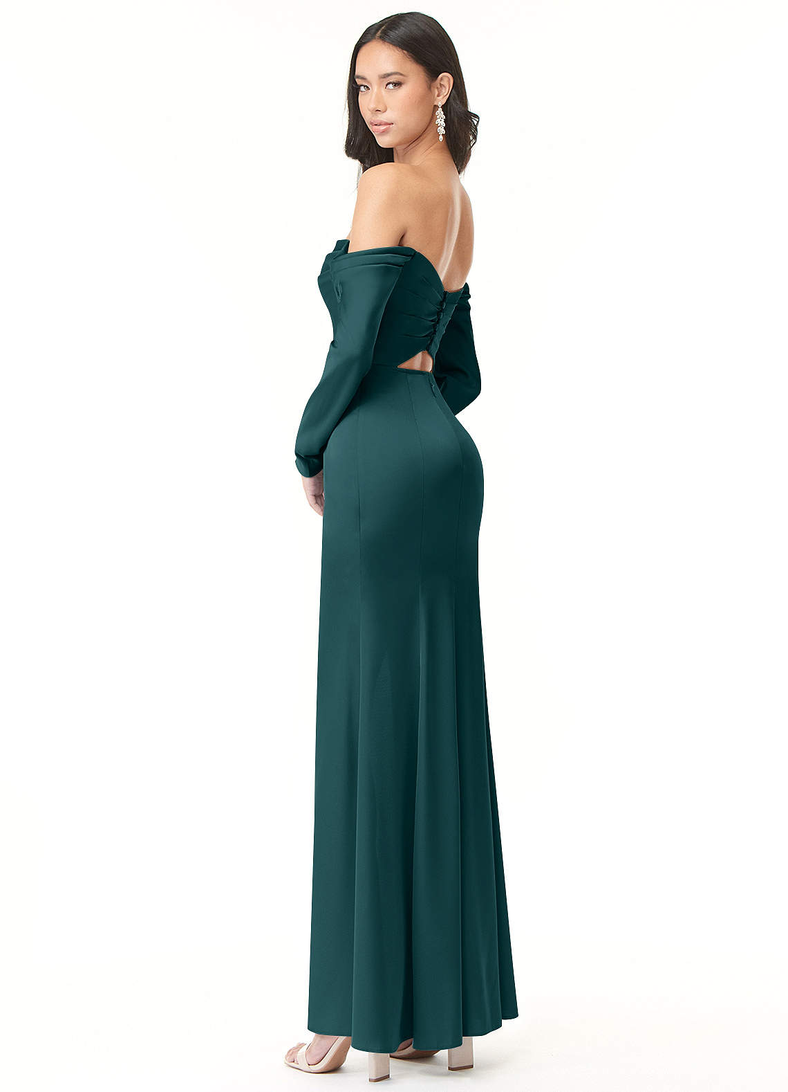 Azazie Hallie Stretch Satin Dress Pine Bridesmaid Dresses | Azazie