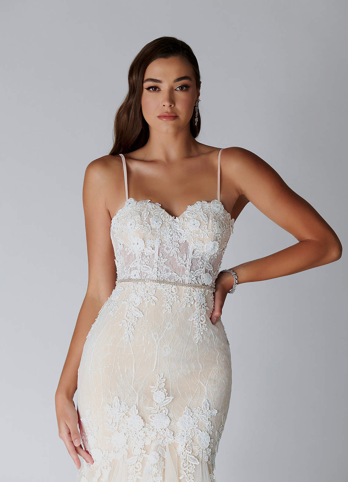 Diamond White/Champagne Azazie Delara Mermaid Sequins Tulle Chapel ...