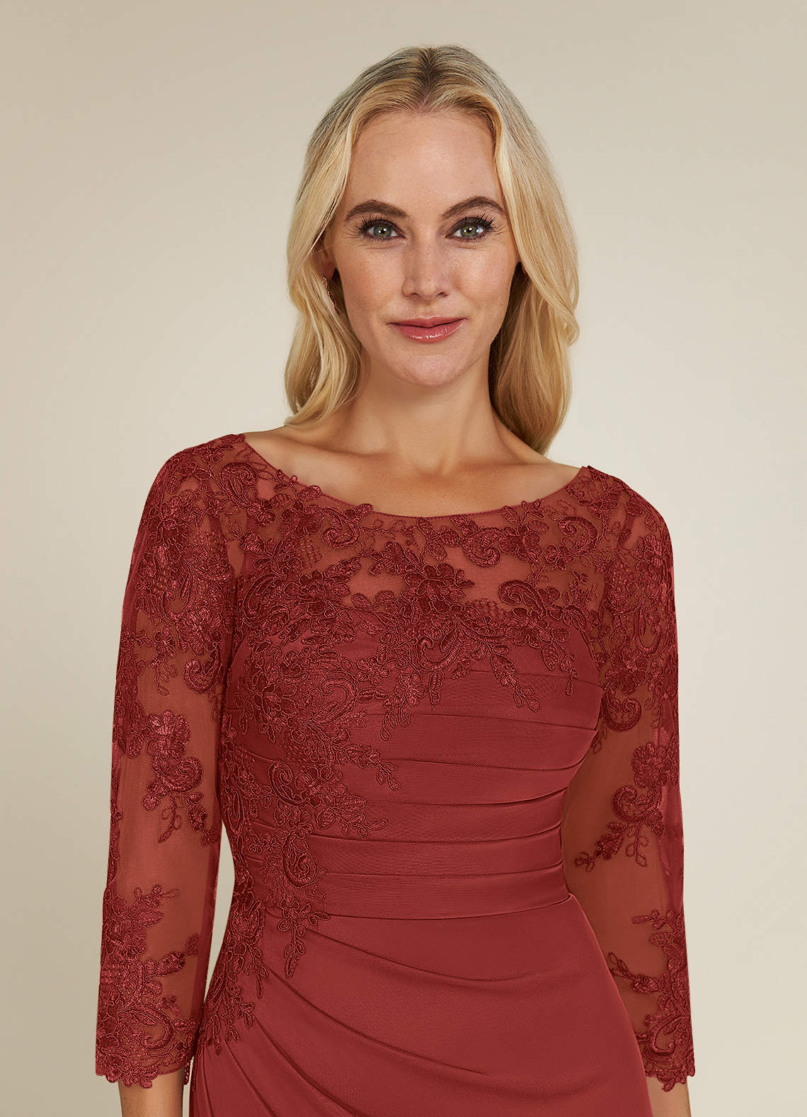 Azazie Alisondra Rust Sheath Scoop Lace Lace Dress | Azazie