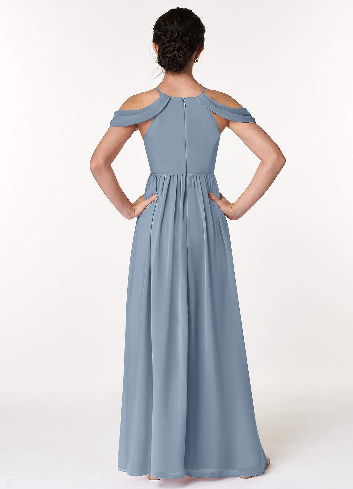 Dusty Blue Azazie Seneca Junior Junior Bridesmaid Dresses | Azazie
