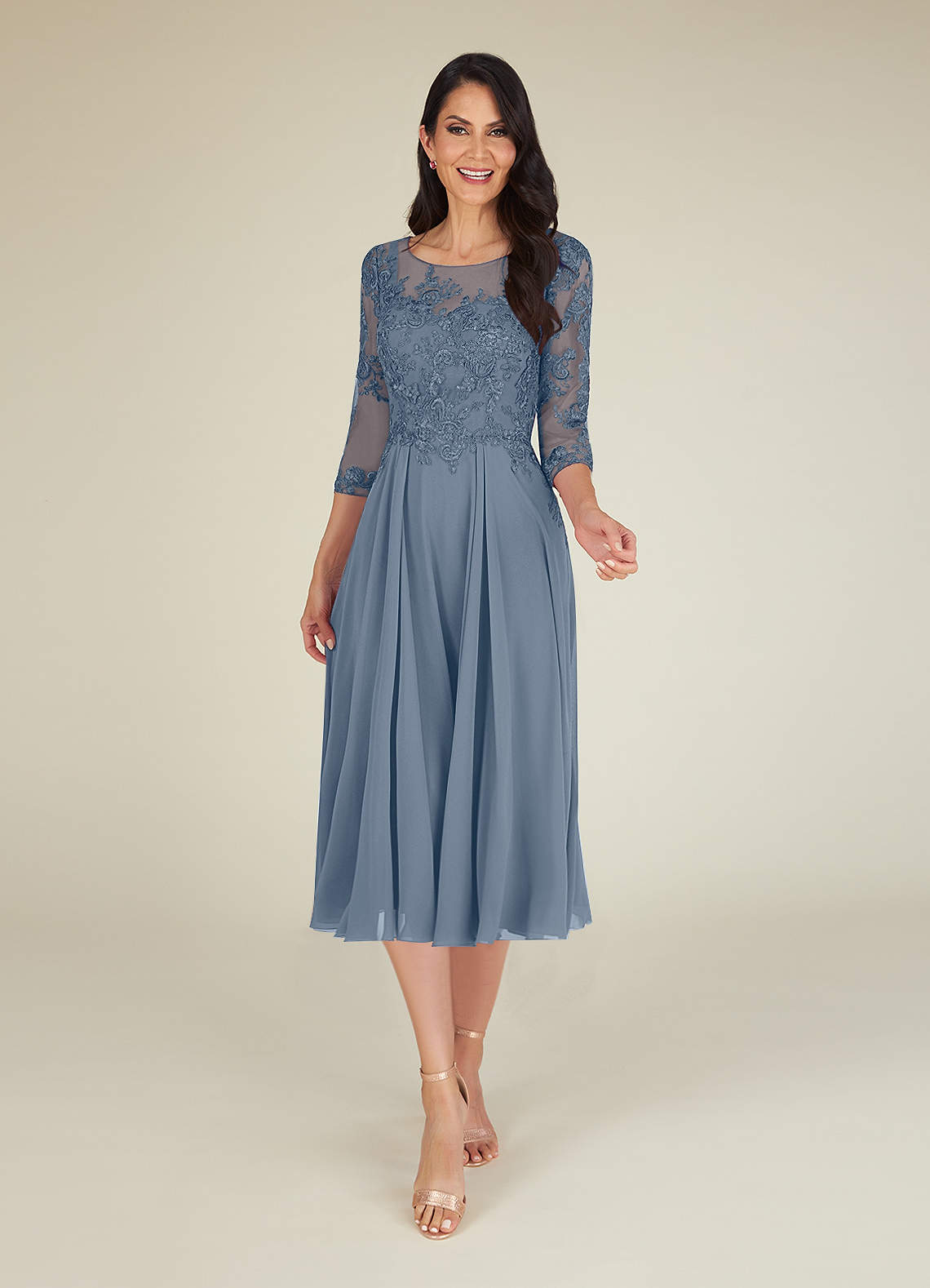Azazie Marge Twilight A-Line Scoop Lace Chiffon Dress | Azazie