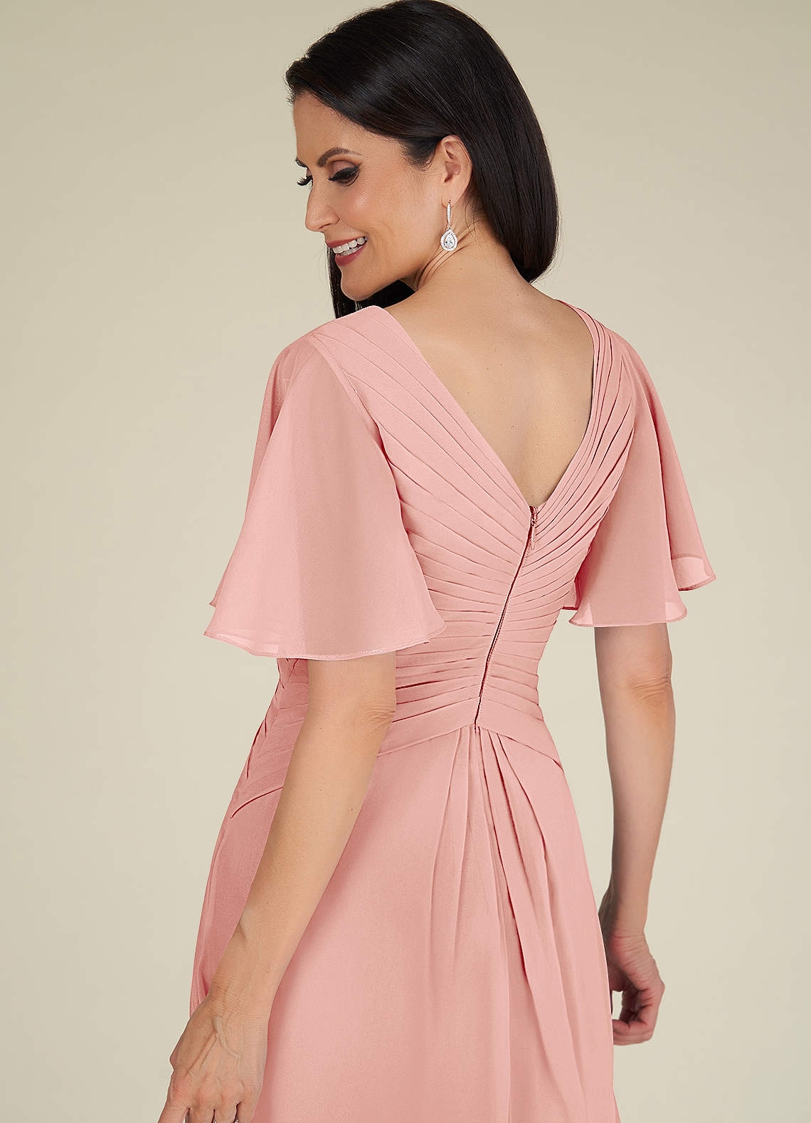 Rosette Azazie Morning Glory Robe A-ligne Col V froncé Longueur ras du ...