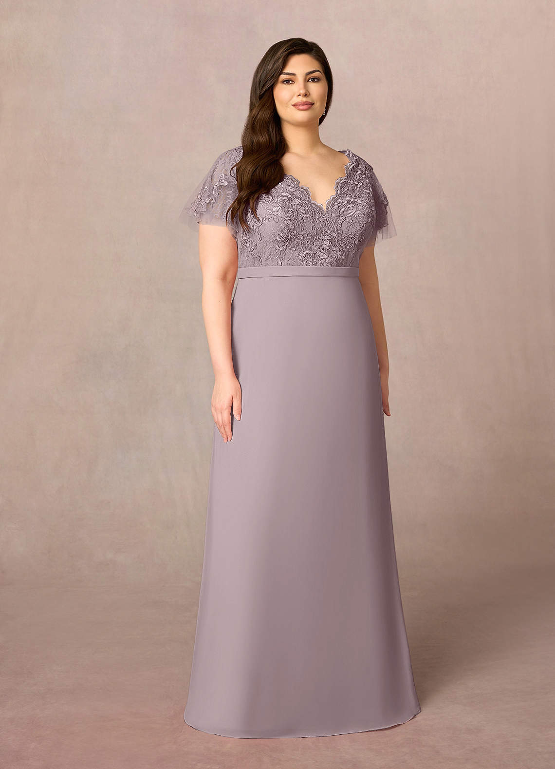 Azazie Singer Dusk A-Line V-Neck Lace Chiffon Dress | Azazie