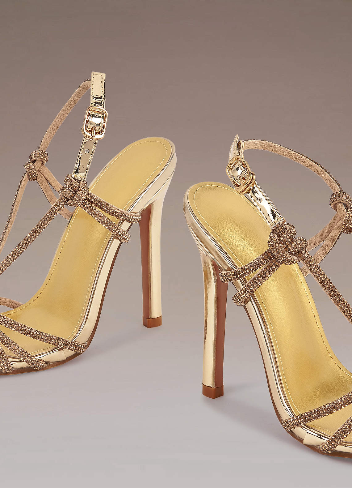 Gold Gold Rhinestone High Heels | Azazie