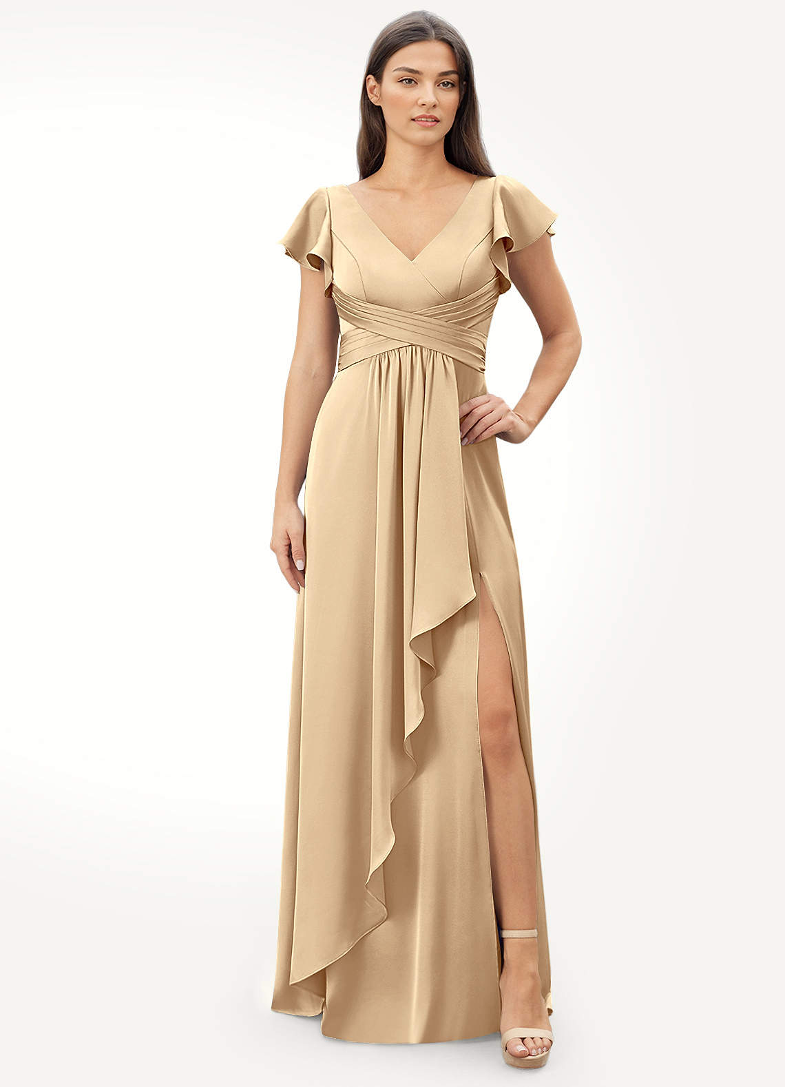 Azazie Omari Champagne Bridesmaid Dresses | Azazie
