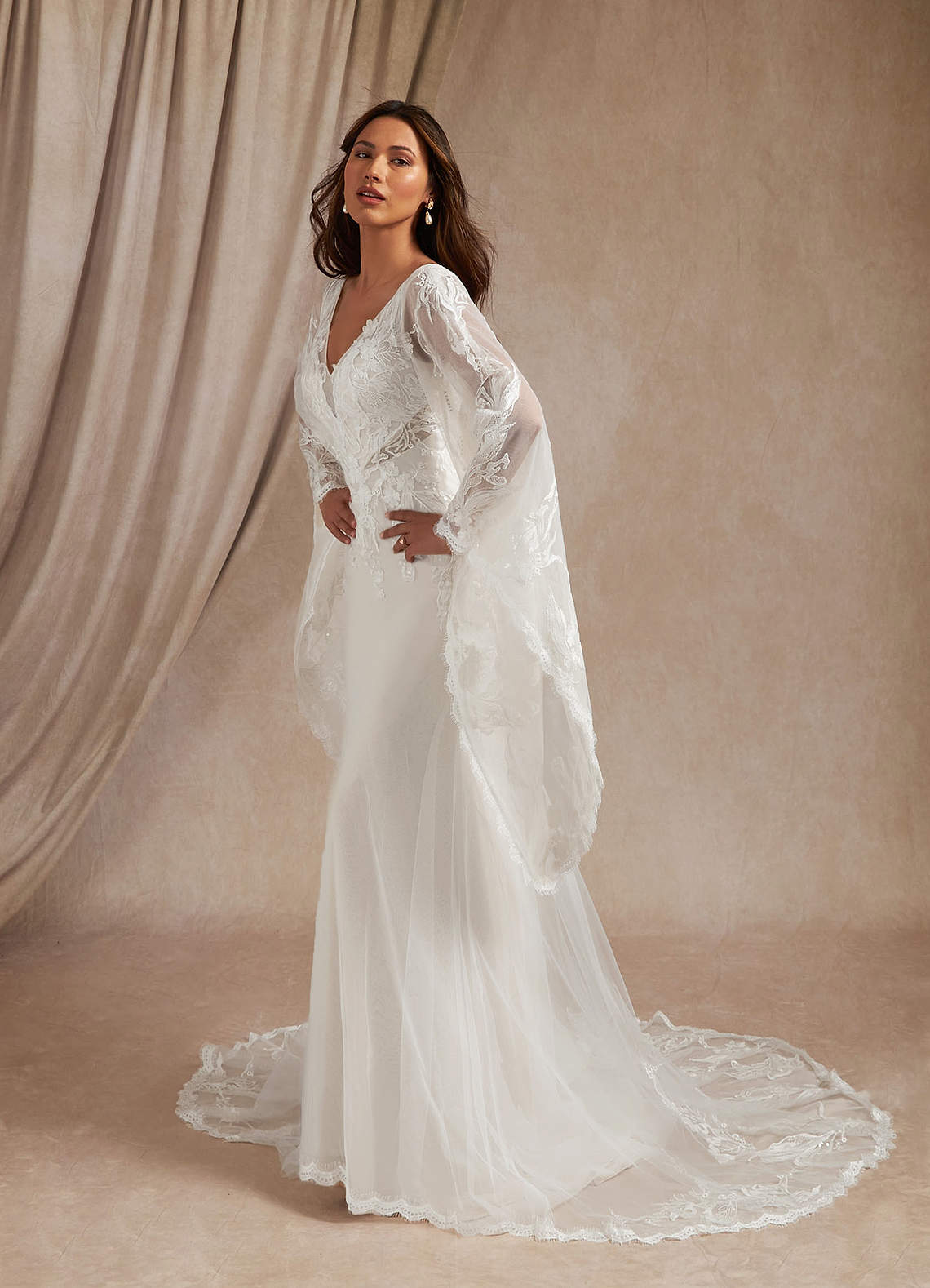 Diamond White Azazie Harmonia Mermaid Sequins Tulle Chapel Train Dress ...