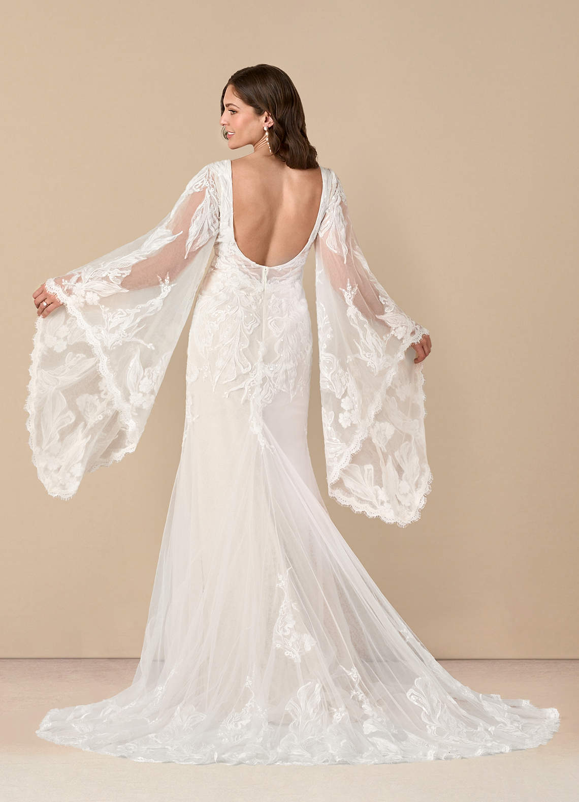 Diamond White Azazie Harmonia Mermaid Sequins Tulle Chapel Train Dress ...