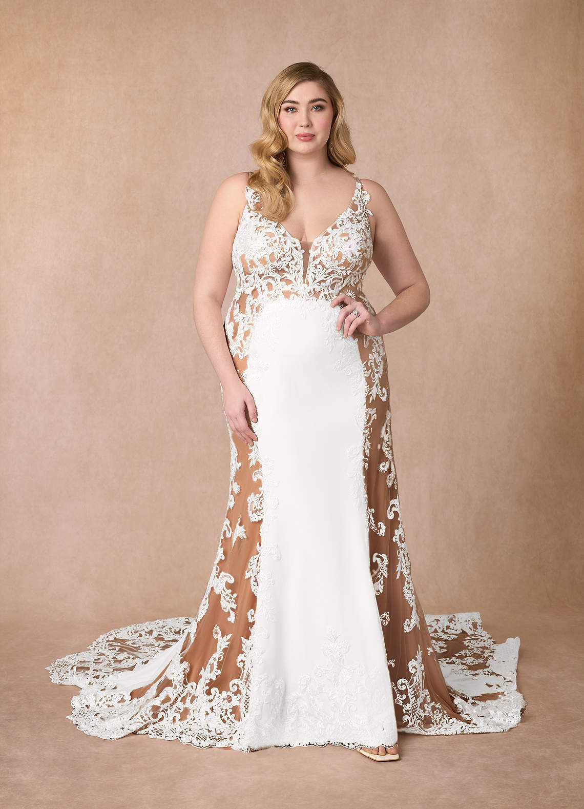 Azazie Estephanie Diamond White Mocha Mermaid Sequins Stretch Crepe ...