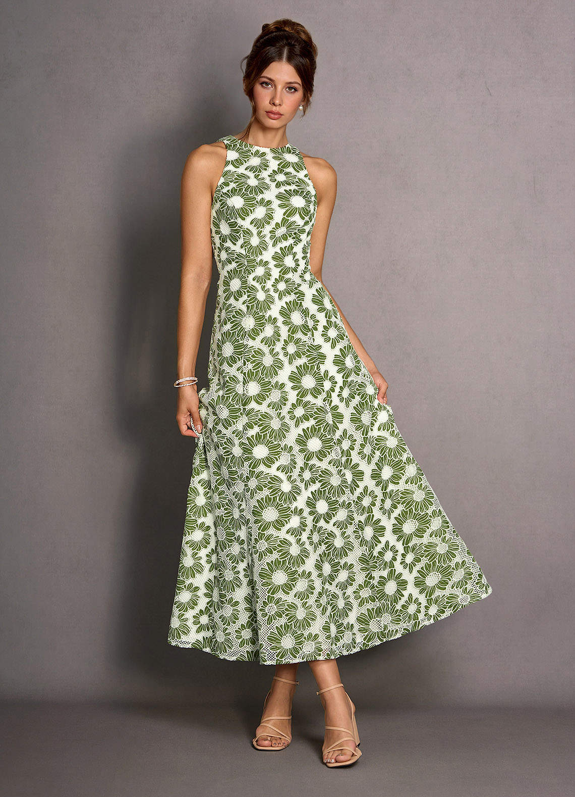green and white abstract dress