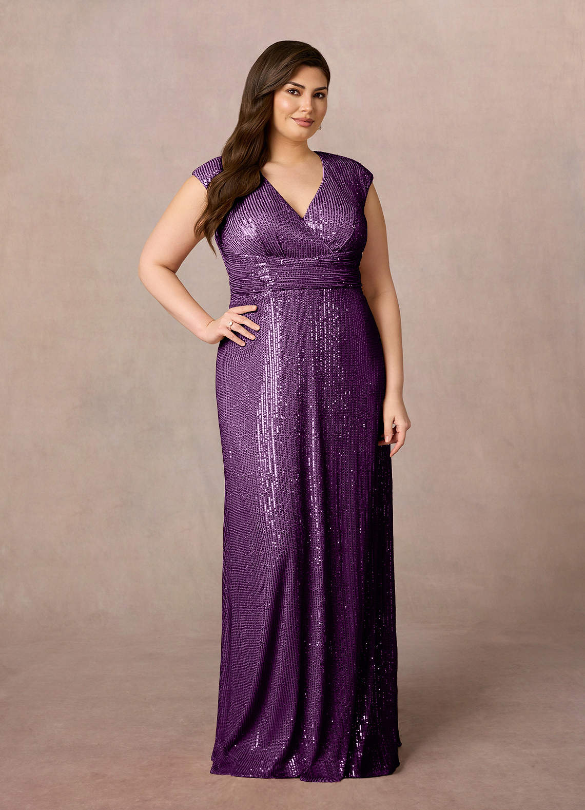Upstudio Sacramento Grape A-Line V-Neck Ruched Sequins Dress Upstudio Sacramento Grape A-Line V-Neck Ruched Sequins Dress
