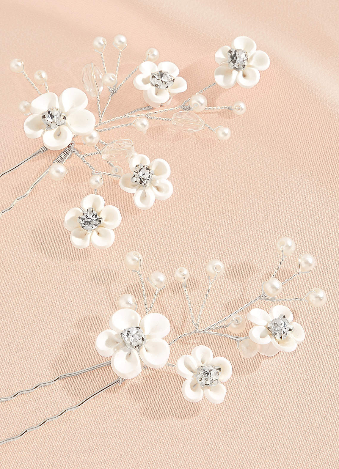 White Flower U-Shaped Hairpin Set | Azazie