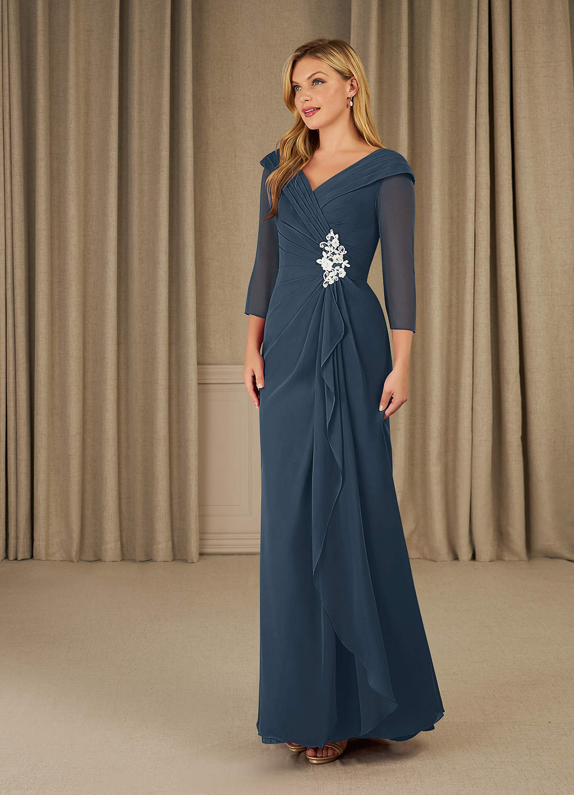Azazie Jaycee Neptune A-Line Chiffon Dress | Azazie