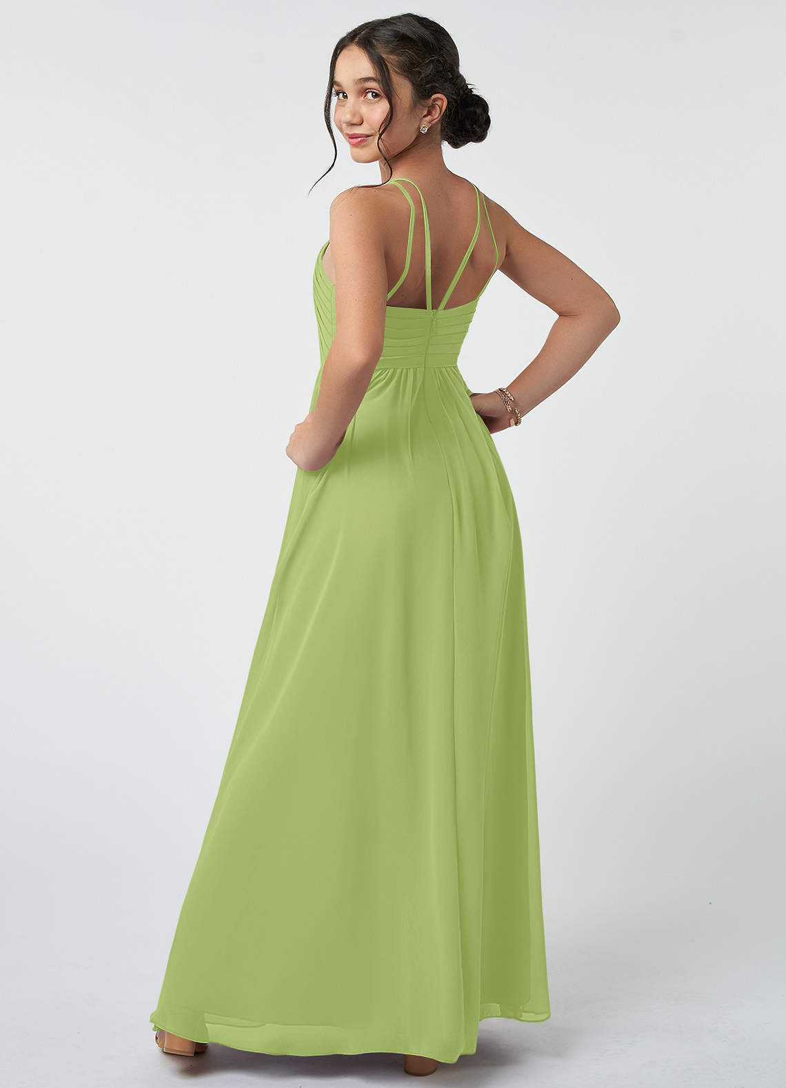 Pear Azazie Leighton JBD Junior Bridesmaid Dresses | Azazie