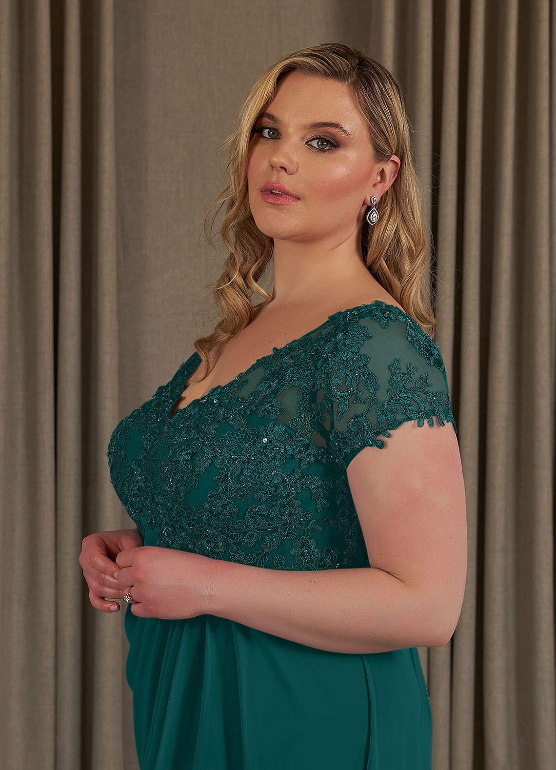 Azazie Jetta Peacock A-Line Sequins Chiffon Dress | Azazie