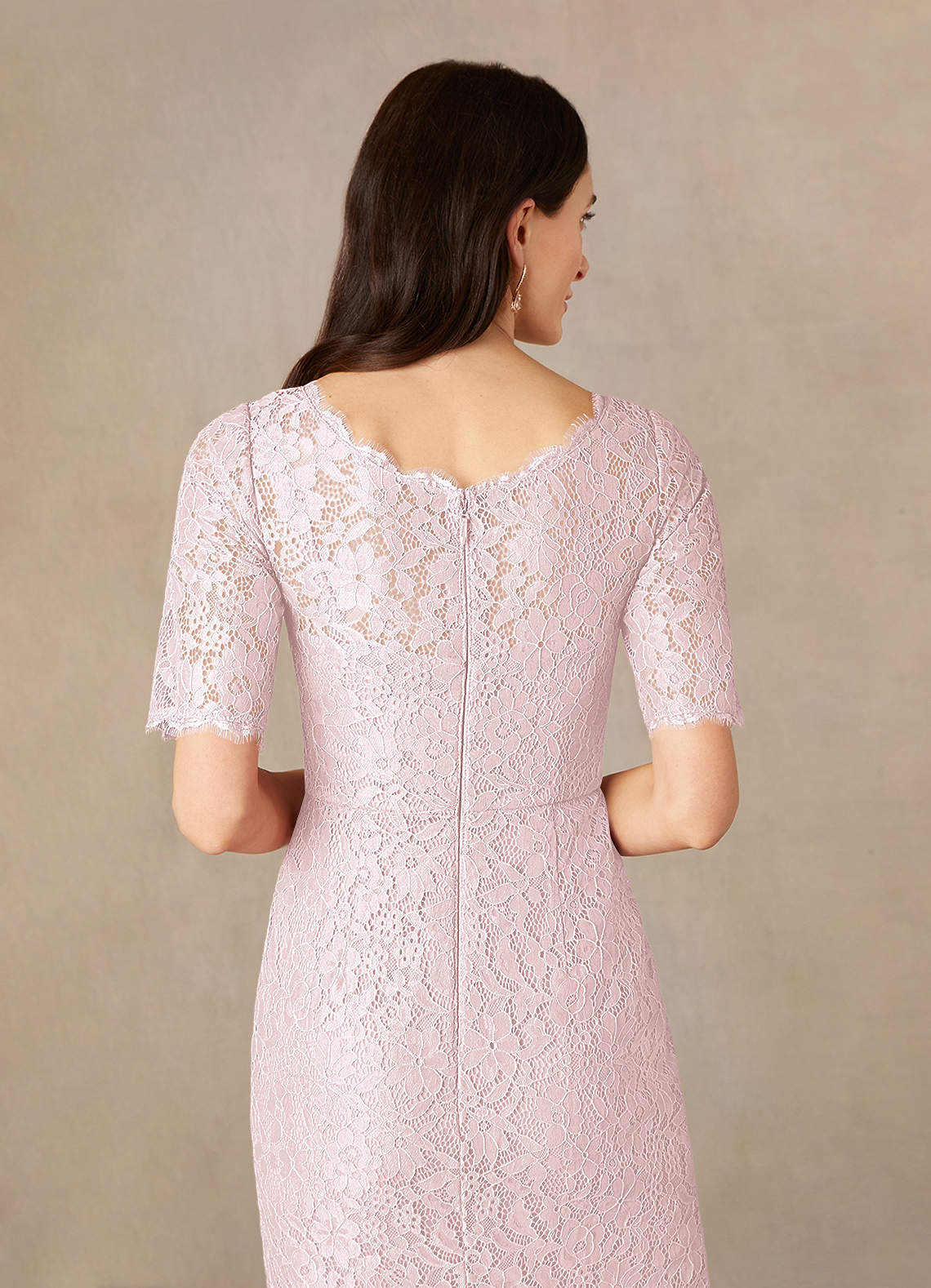Azazie Lisa Blushing Pink Mermaid Lace Dress | Azazie