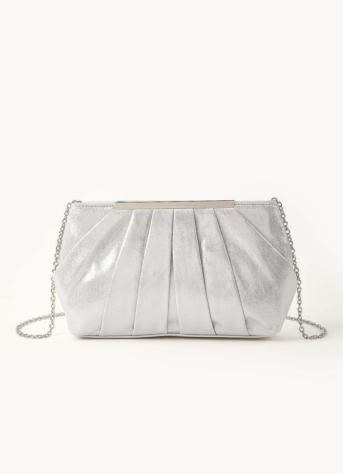 Silver Metallic Pleated Clutch | Azazie