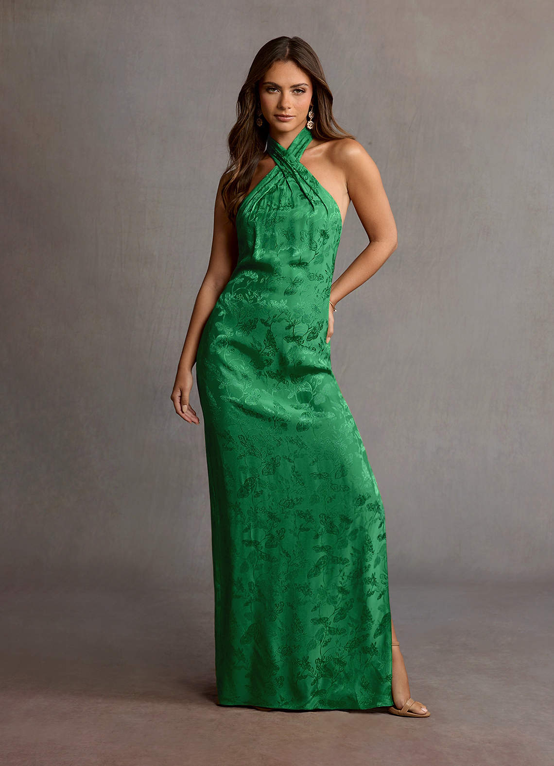 Hayden Jade Halter Neck Maxi Dress | Azazie