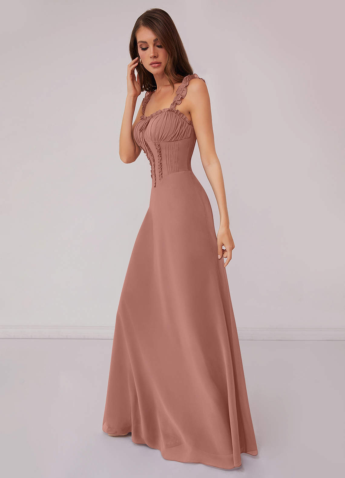 Cedar Rose Dropped Waist Ruffle Chiffon A-line Dress Bridesmaid Dresses ...