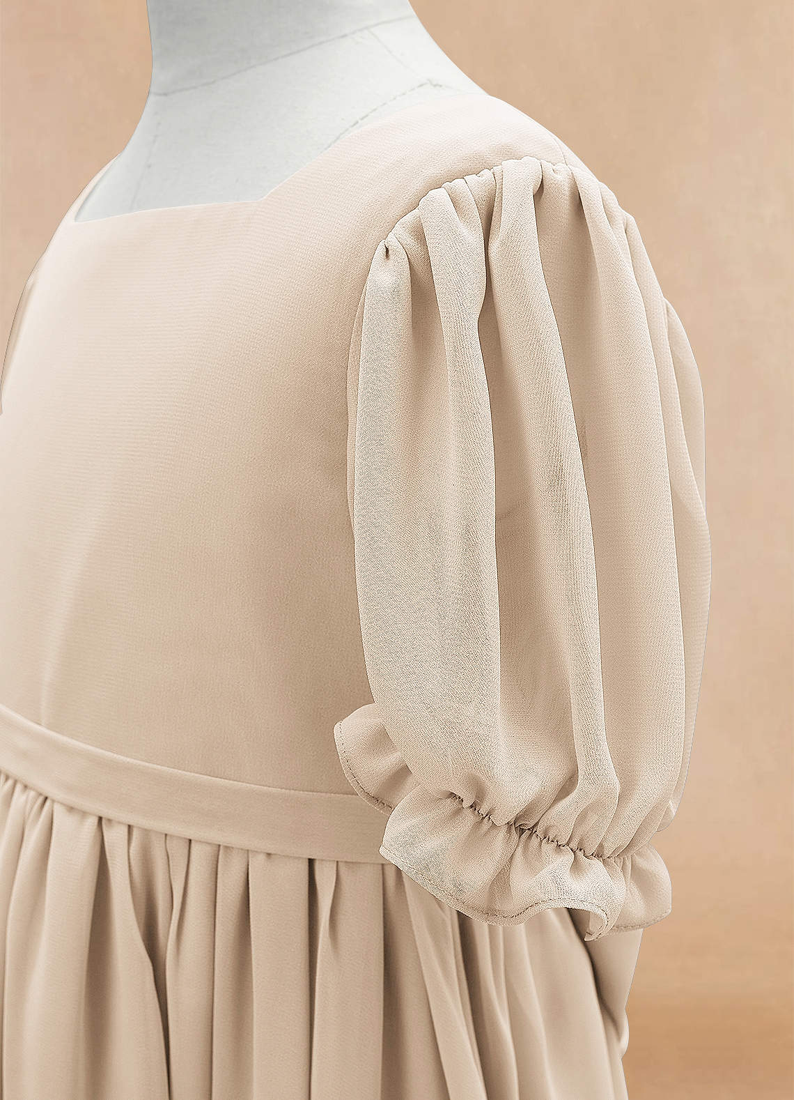 Azazie Joss White Alabaster A-Line with Sleeves Chiffon Dress | Azazie