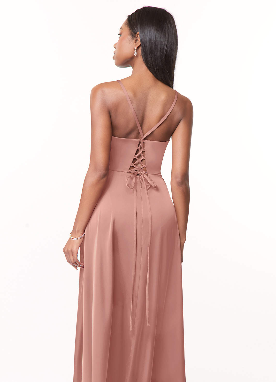 Azazie Maksim Stretch Satin Dress Rosette Bridesmaid Dresses | Azazie CA