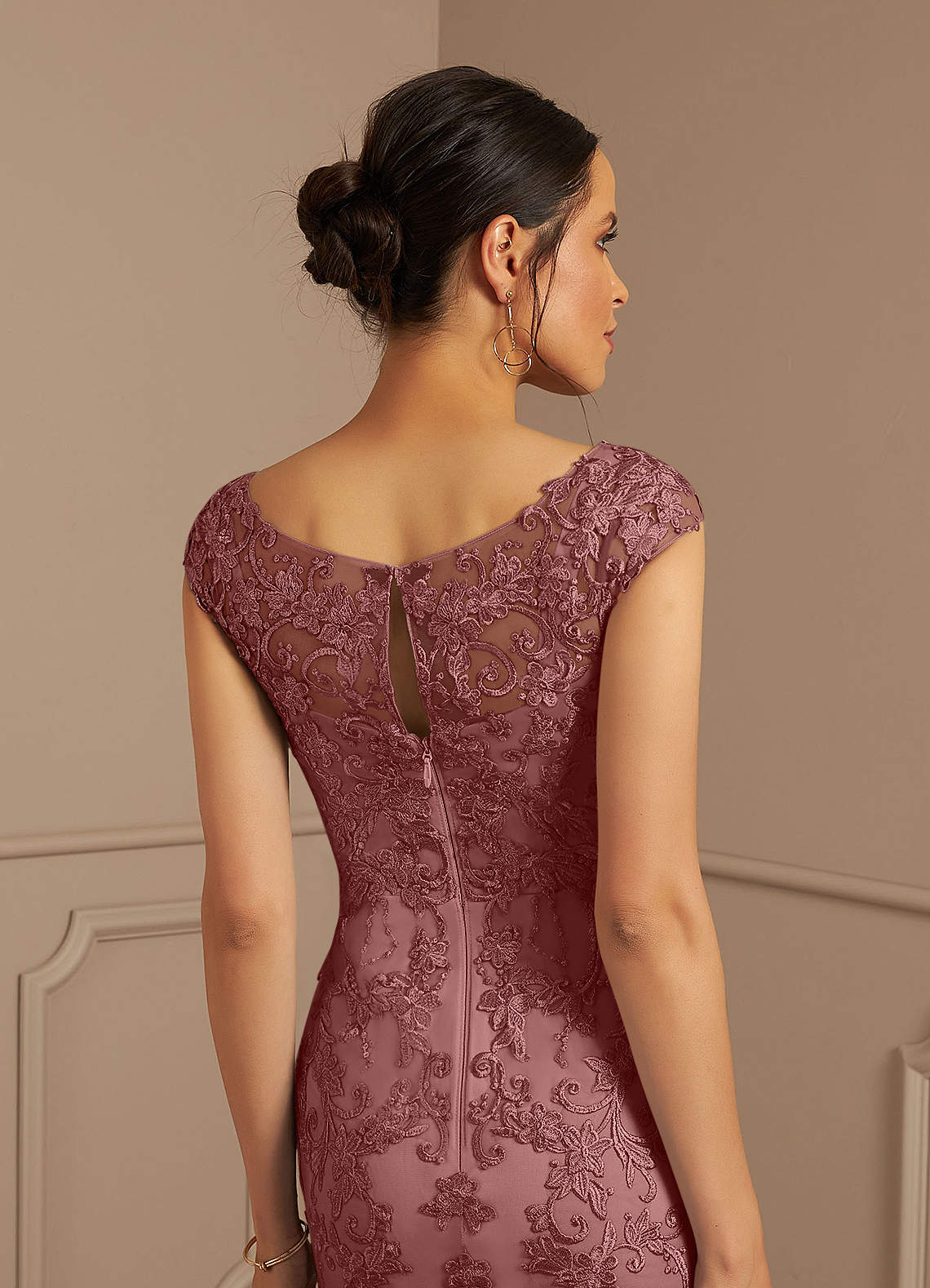 Azazie Melena Desert Rose Mermaid Lace Tulle Dress | Azazie